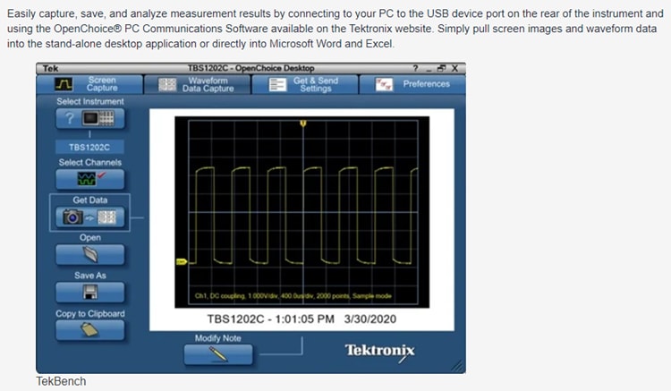TBS1000C Digital Storage Oscilloscopes - Tektronix | Mouser
